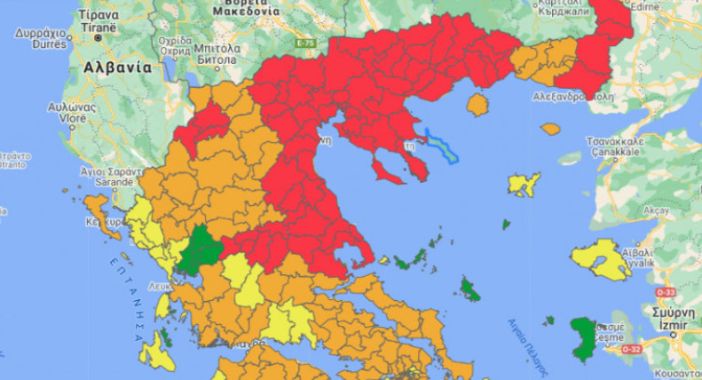 ΕΠΙΔΗΜΙΟΛΟΓΙΚΟΣ ΧΑΡΤΗΣ – ΣΤΟ «ΚΟΚΚΙΝΟ» ΟΛΗ Η ΒΟΡΕΙΑ ΕΛΛΑΔΑ | TASTV.gr ...